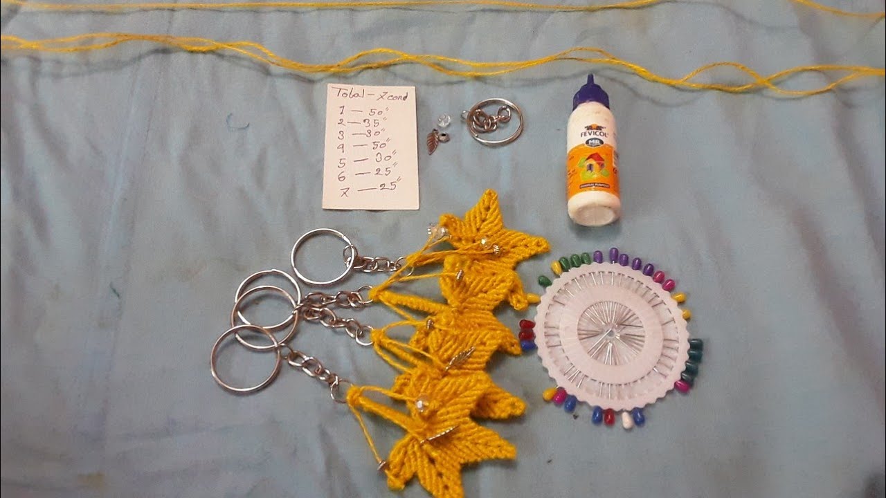 macrame keychain tutorial : Colorful maple leaves . made by jute ...