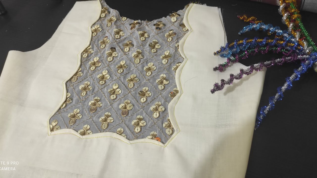 Beautiful boat neck design with jojet sequence fabric/easy and eligant ...