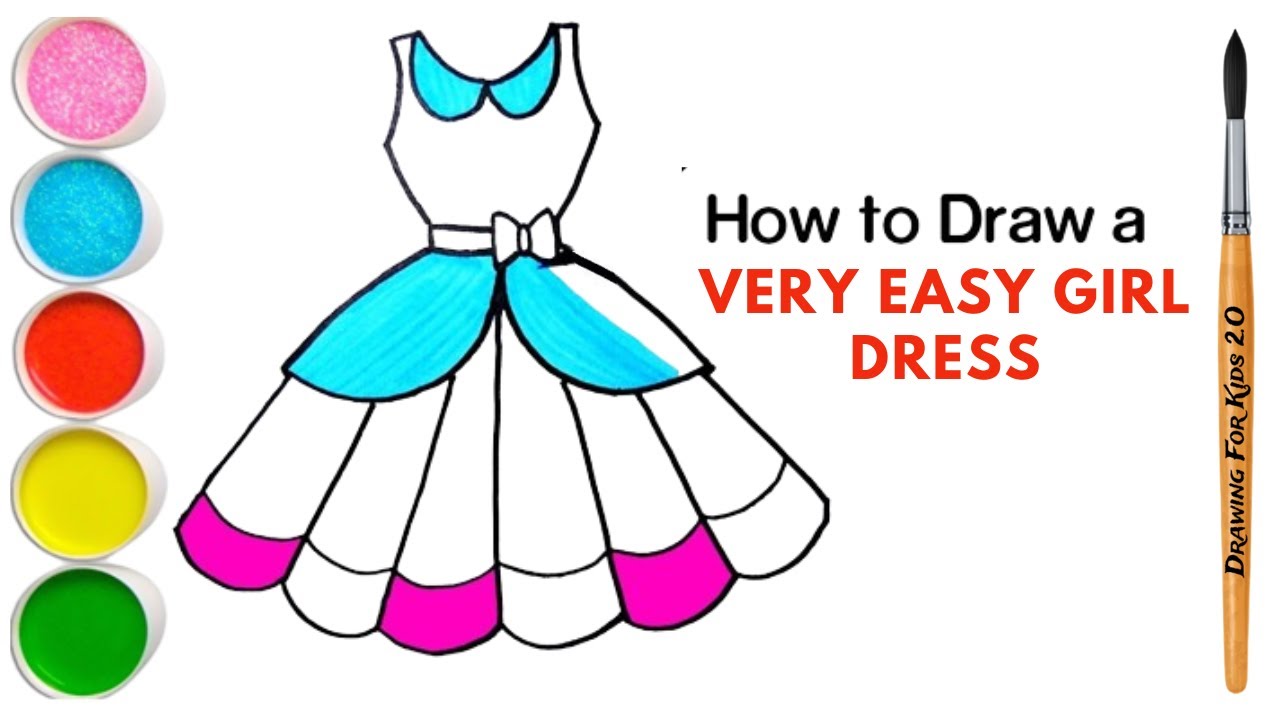 How to draw Very easy girl dress👗Girls dress drawing, how to draw a ...