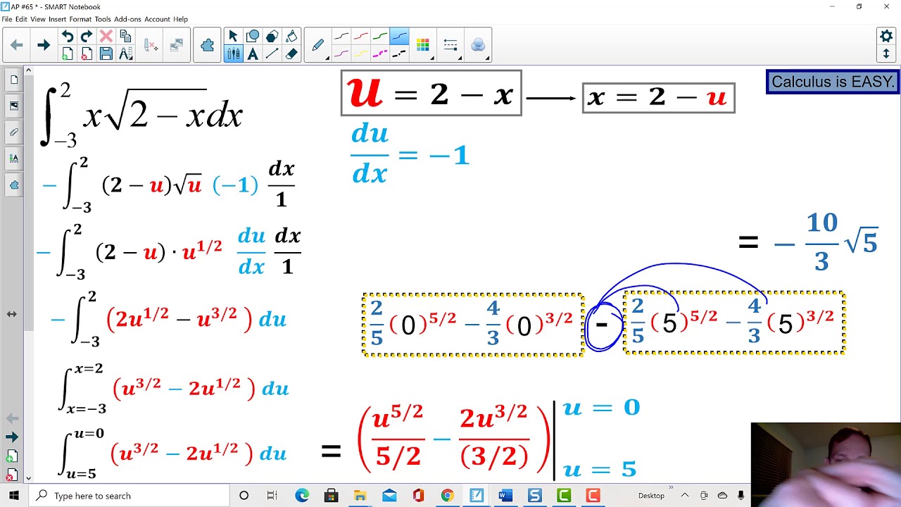 Leanza AP Calculus Definite Integrals HW # 65 - YouTube