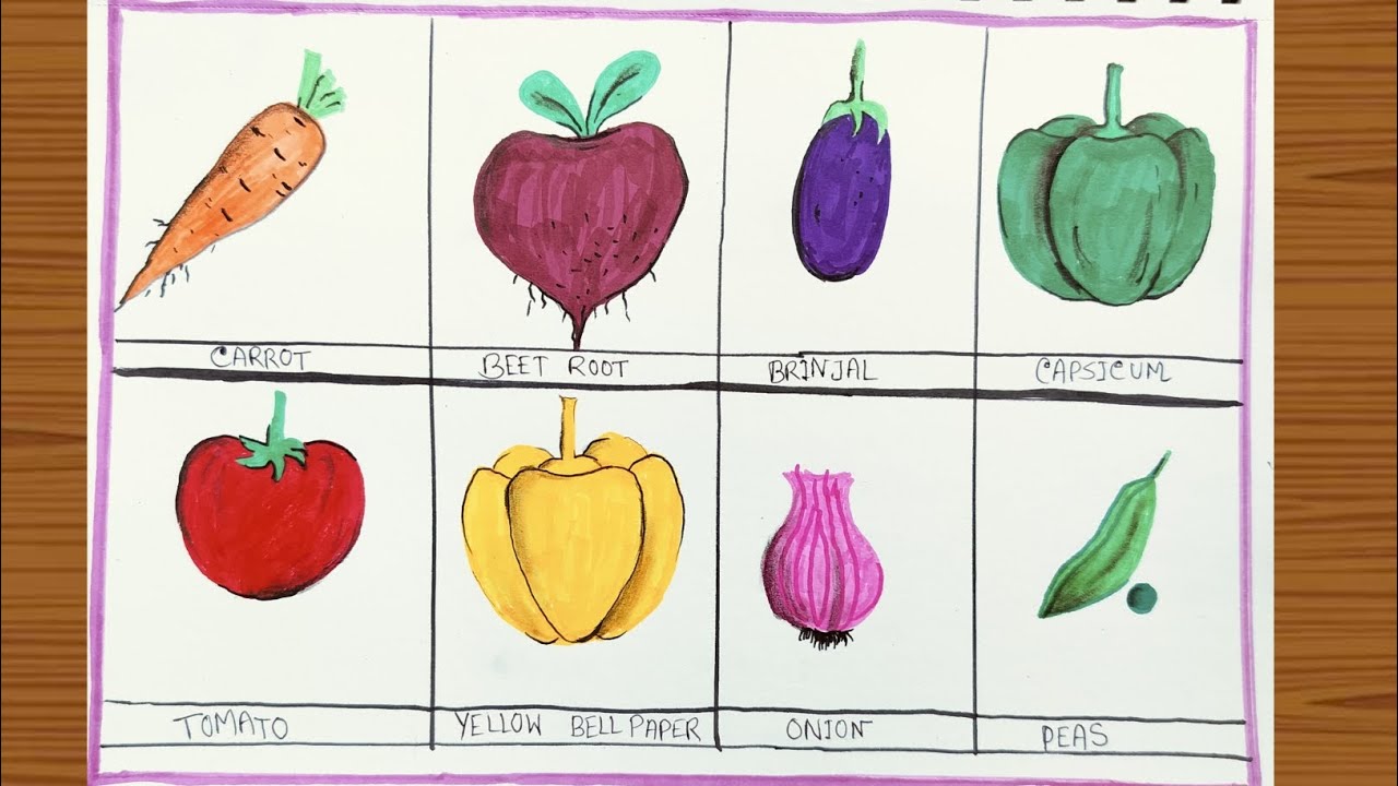 Different types of vegetables drawing easy/How to draw vegetables for ...