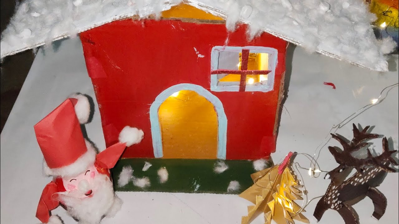 How To Make Christmas House With Cardboard 🎄🏠 | DIY Christmas House ...