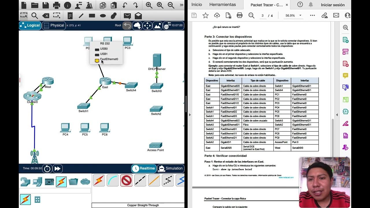 4.7.1-Packet Tracer Conectar la capa fisica Paso 3: Conectar los dispositivos - YouTube