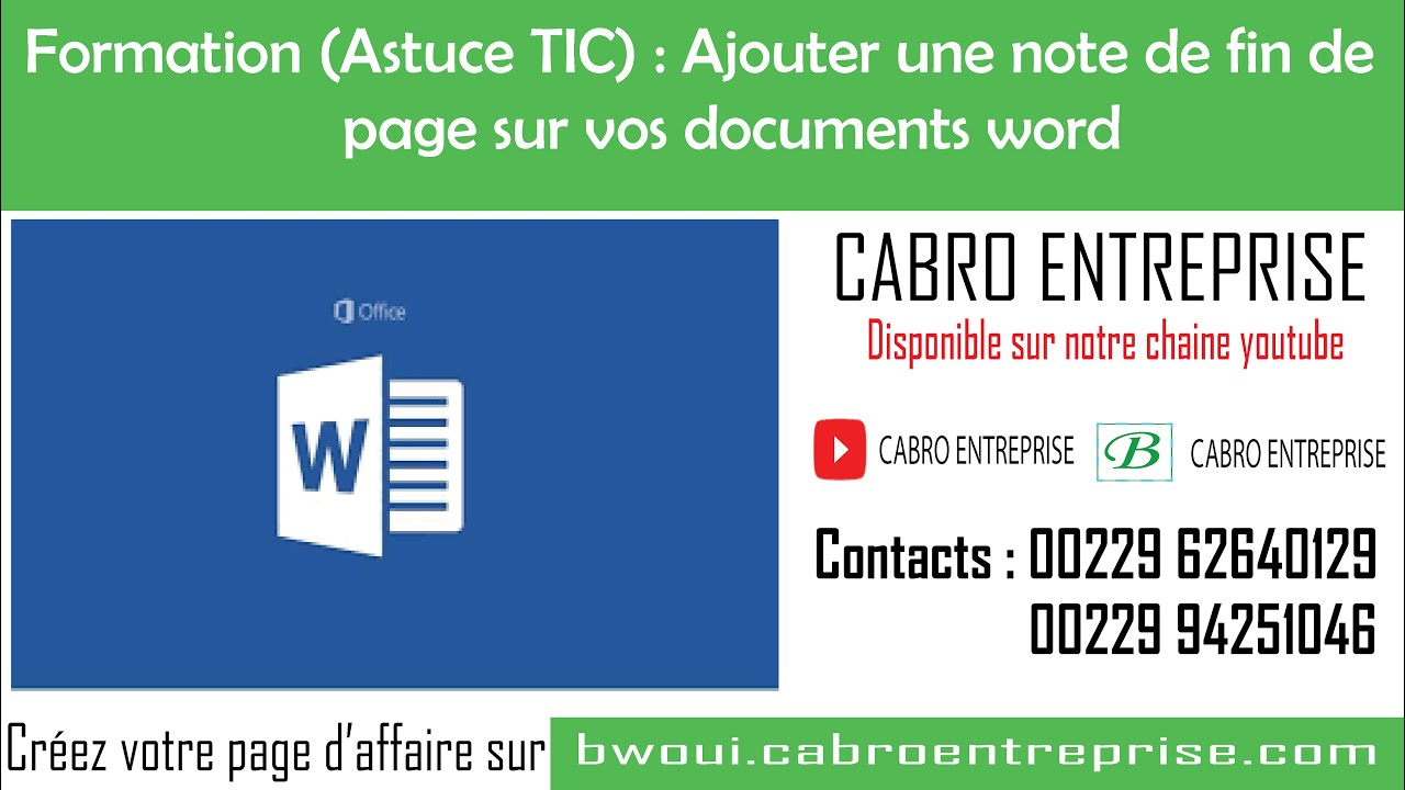 Formation Word : Ajouter note de fin de page ou note de bas de page à ...