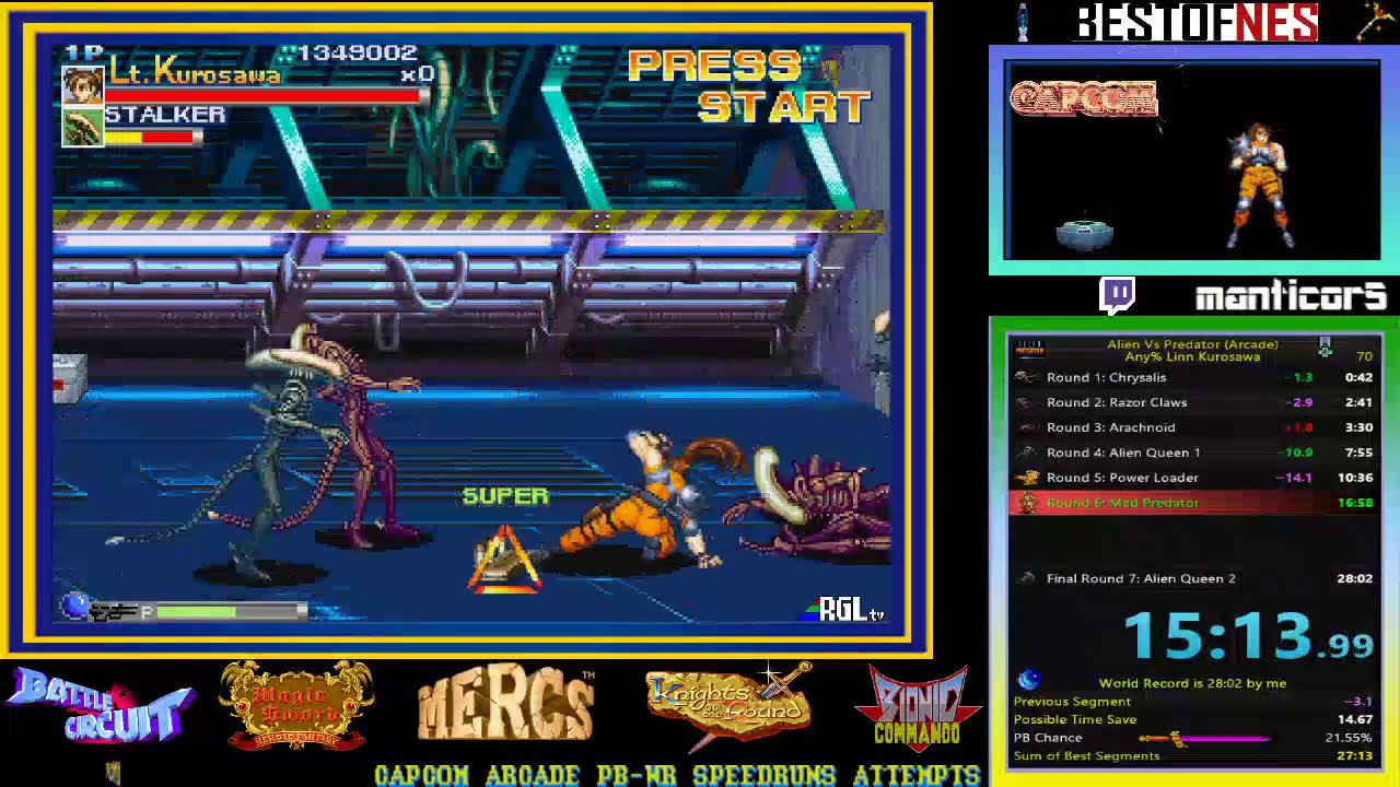 Alien vs. Predator, Capcom Arcade-1994. Any% 1 Player Linn Kurosawa: 27 ...