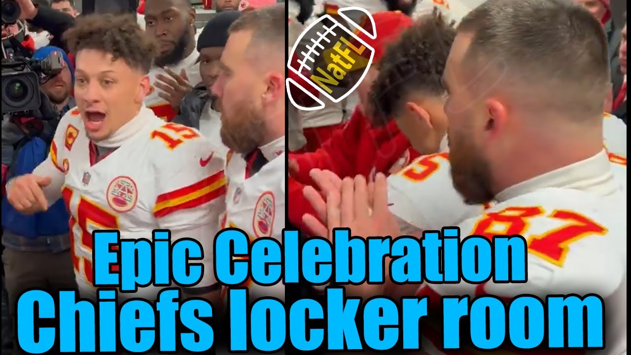 Travis Kelce & Patrick Mahomes LEAD epic Kansas City Chiefs locker room ...