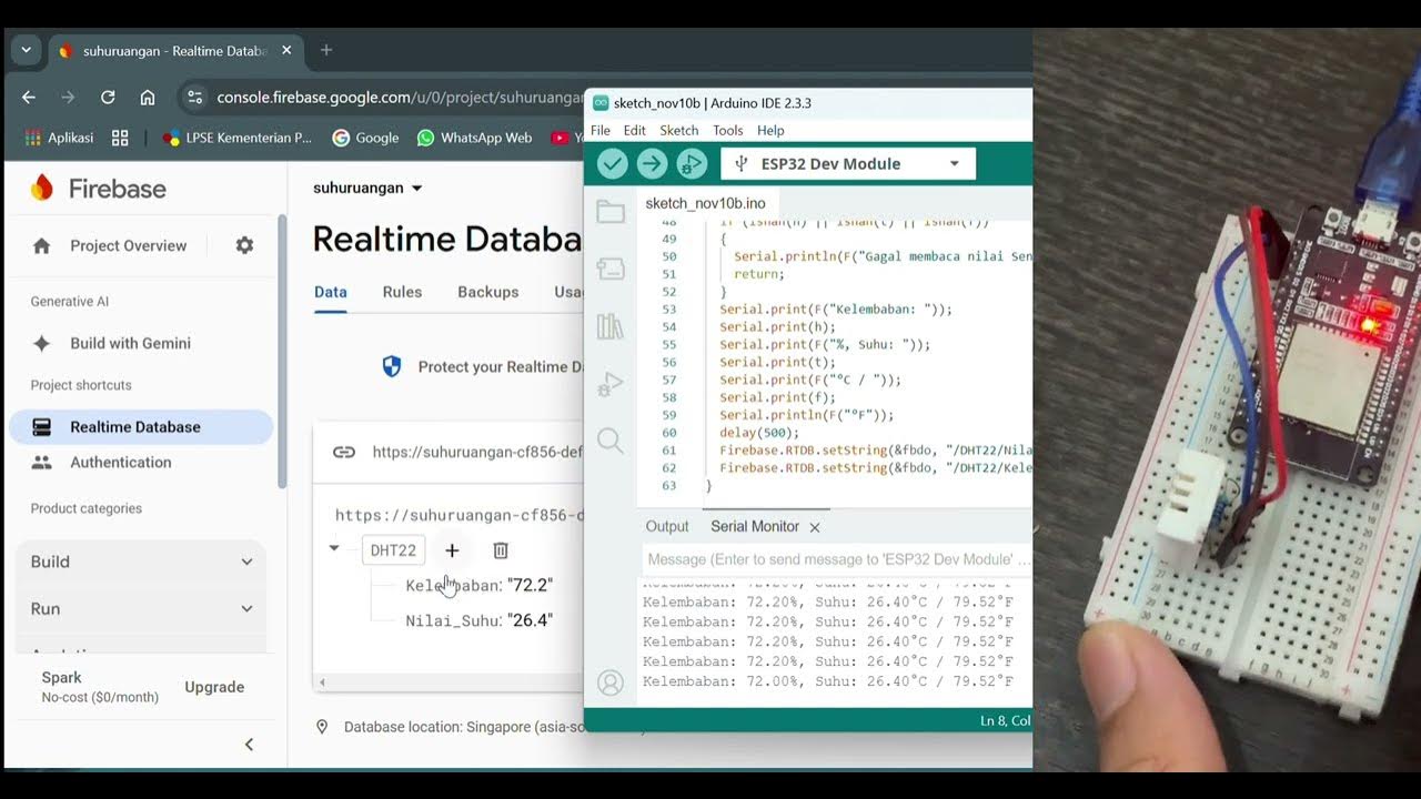 Kirim data Sensor dari ESP32 ke Firebase - YouTube