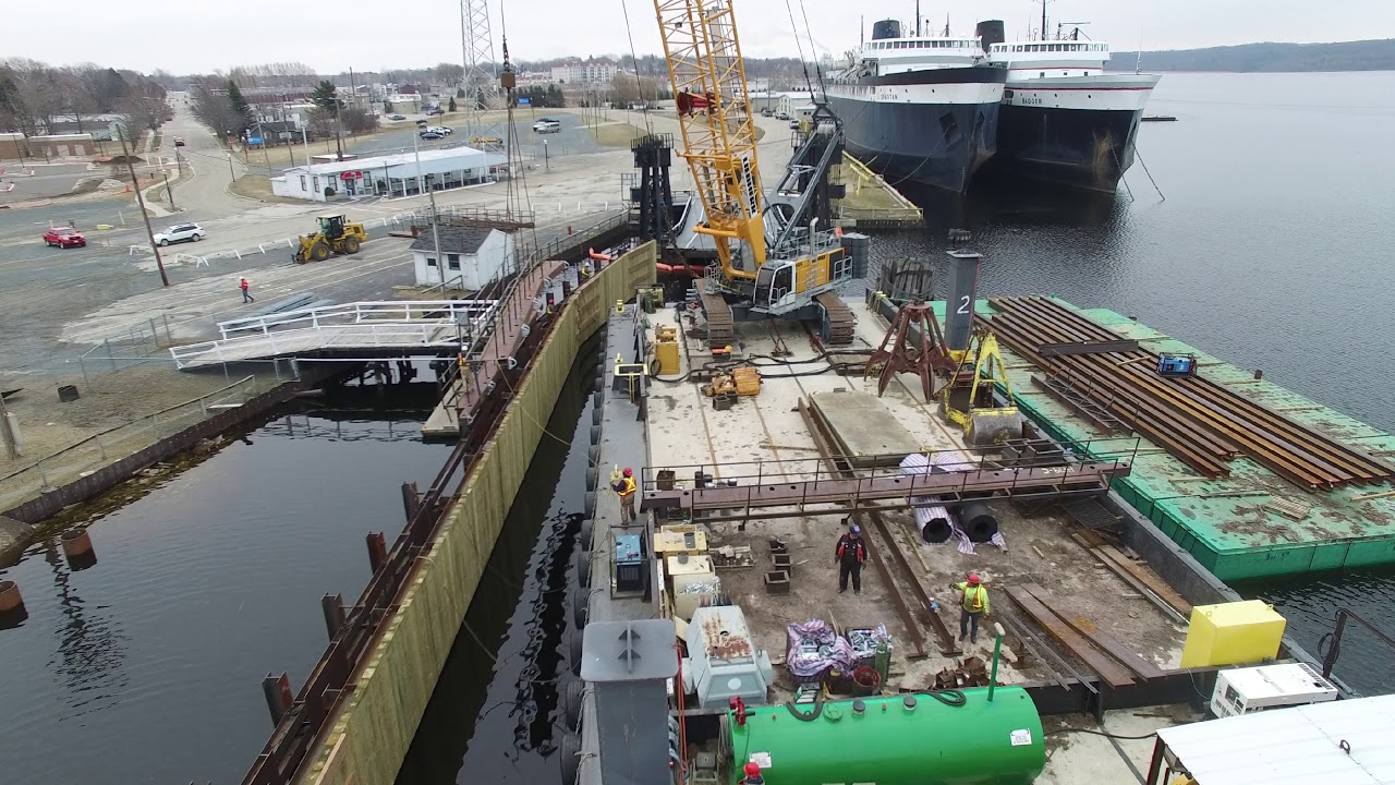 Installation Of Catwalk On The S.S. Badger Dock - YouTube