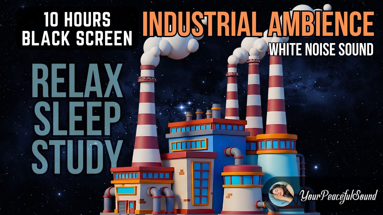 Industrial Factory Ambience | 10 Hours Black Screen | Industrial White ...