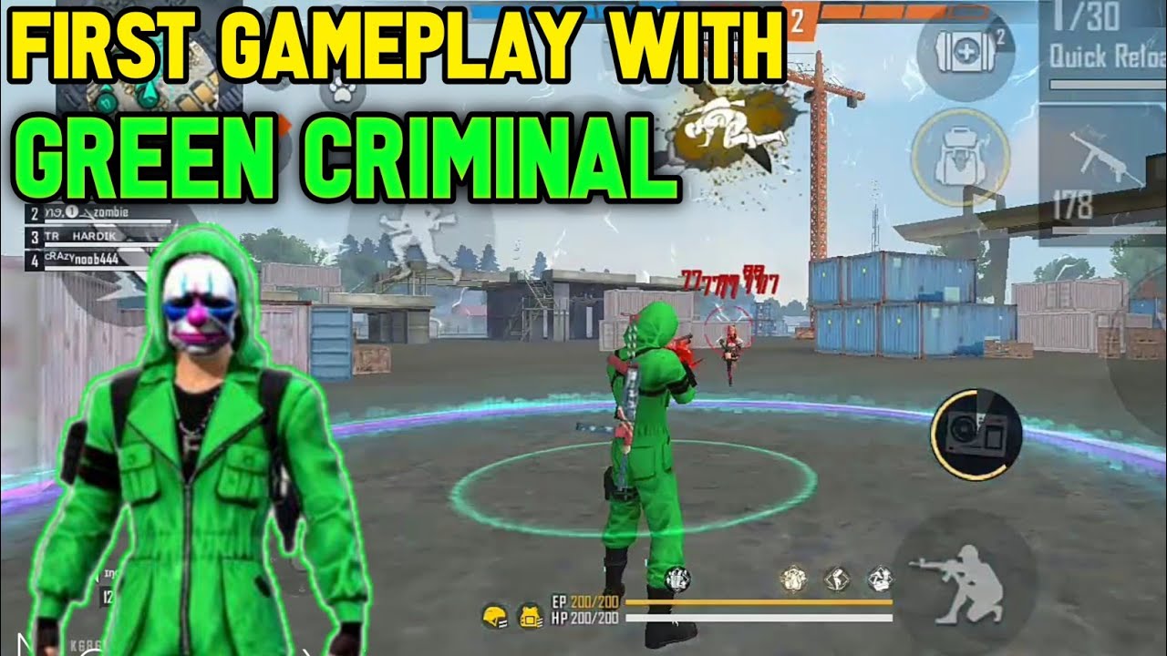 My First Gameplay With Green Criminal Bundle 😍😍 || Garena Free Fire ...