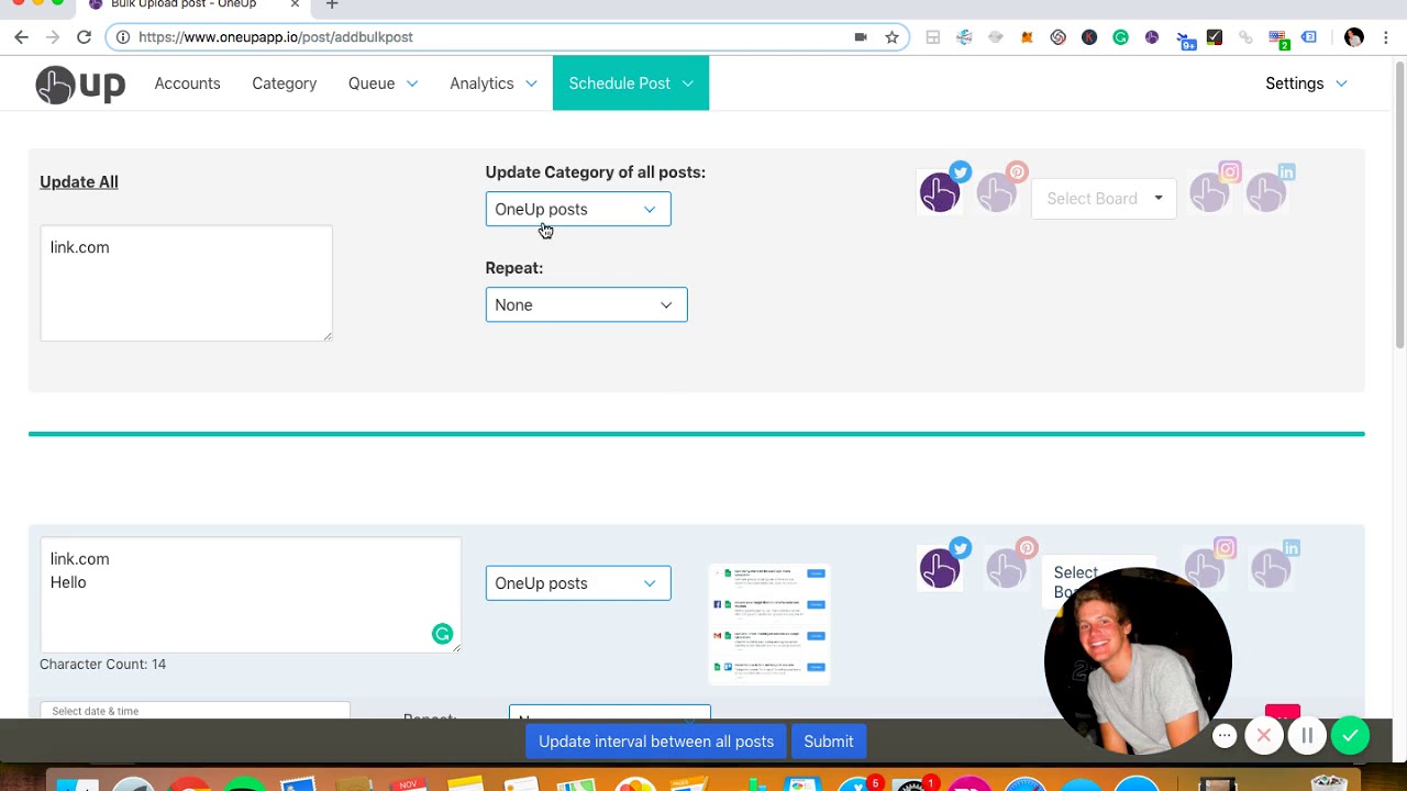 How to bulk upload and schedule images using OneUp - YouTube
