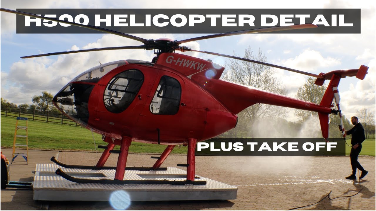 Cleaning and waxing a Helicopter MD H500 - Plus take off - YouTube