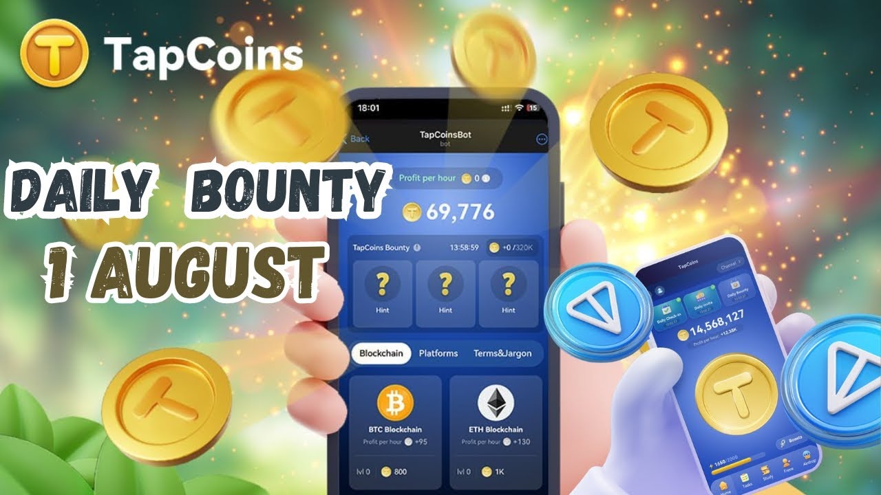 TAP COINS DAILY BOUNTY TODAY 1 AUGUST - YouTube