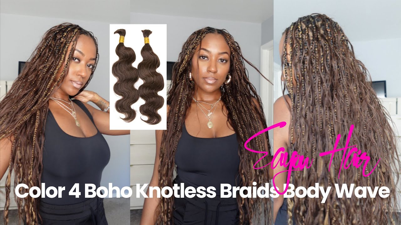 HOW TO: DIY Color 4 Boho Knotless Braids Body Wave | Eayon Hair - YouTube