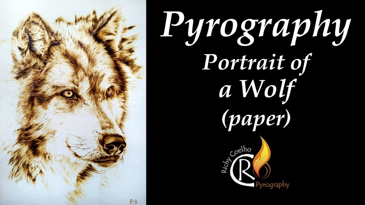 Pyrography – Wolf Portrait (paper) - YouTube