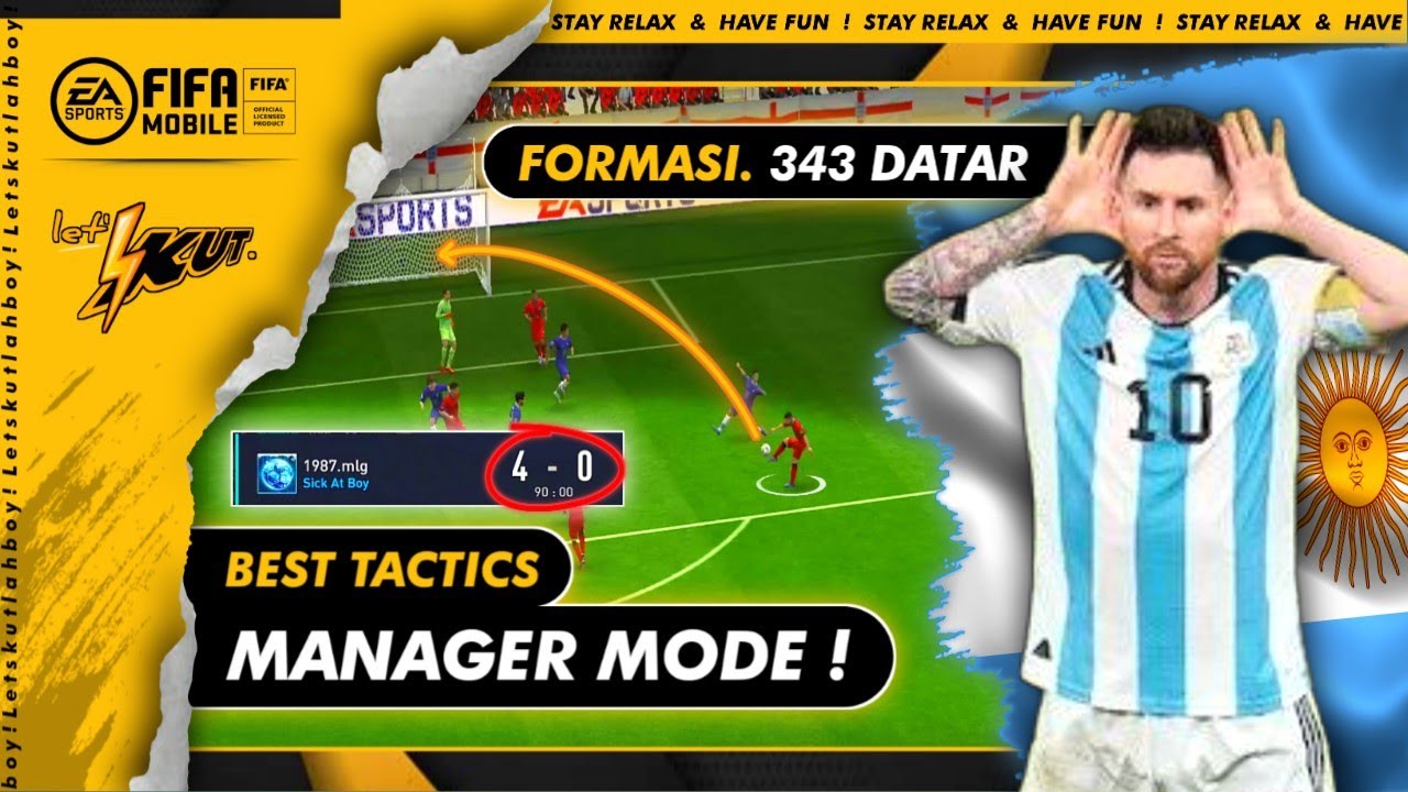 Pesta Gol !!! Taktik Gacor NO SCAM Formasi 343 Datar Fifa Mobile ...