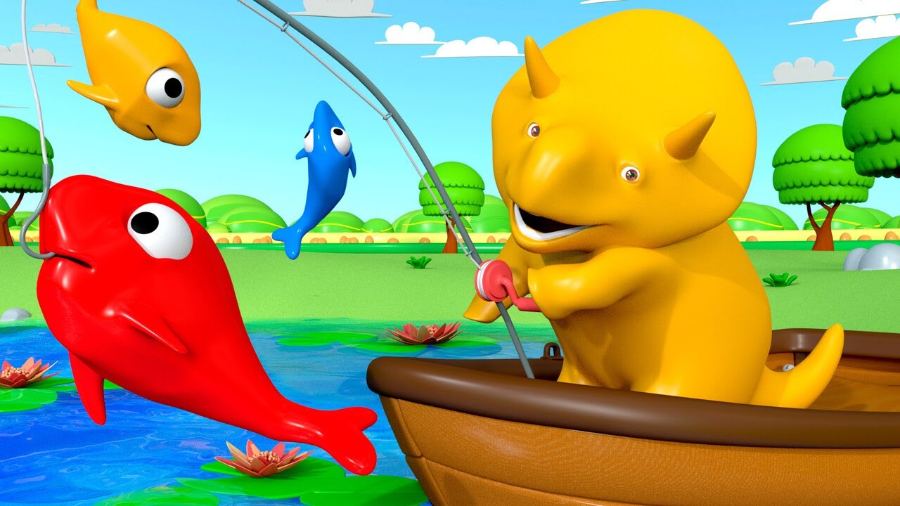 Learn Colors - Dino Goes FISHING - YouTube