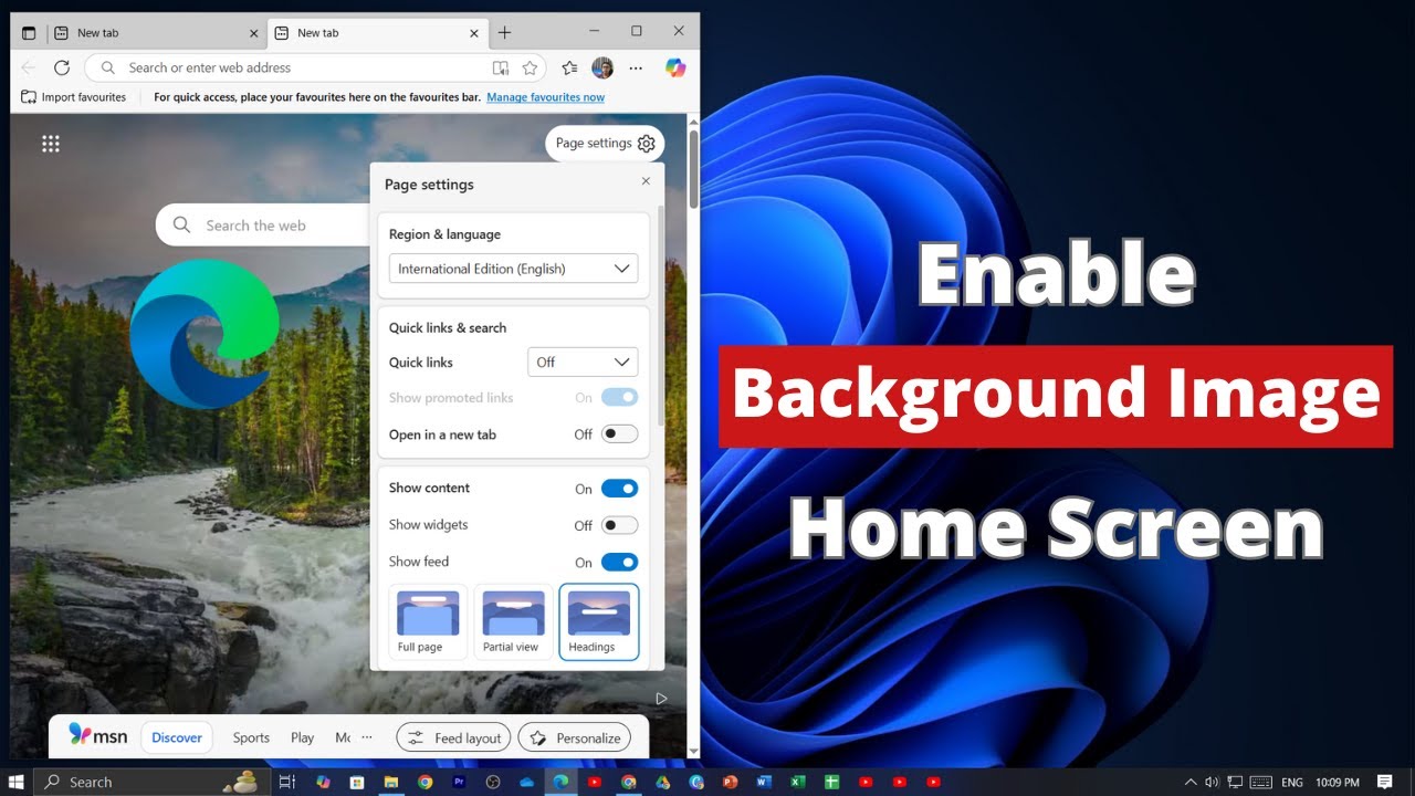 How to Enable Background Picture on Home Screen on Microsoft Edge - YouTube