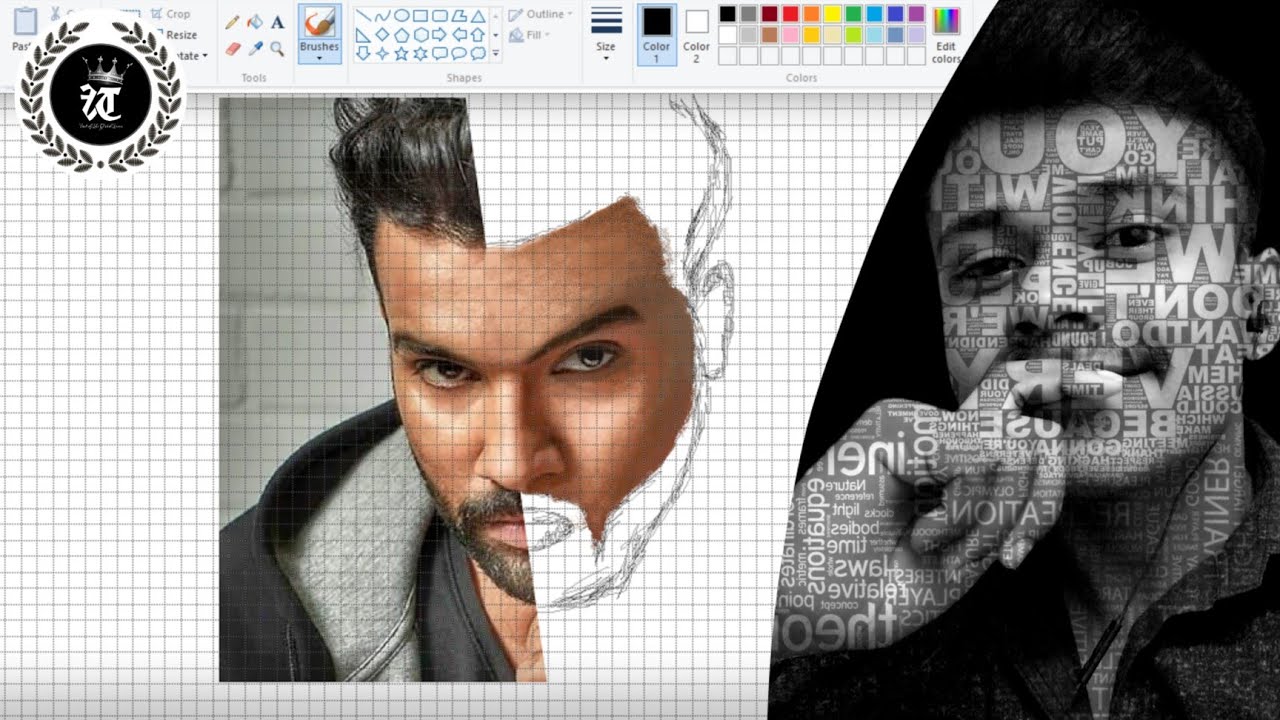Rohit Sharma Digital Drawing Tutorial In MS Paint | Realistic Sketch of ...