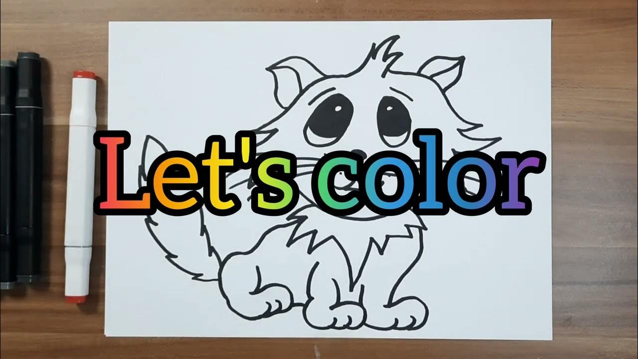 How to draw a cute kitty (color). @kidswio - YouTube