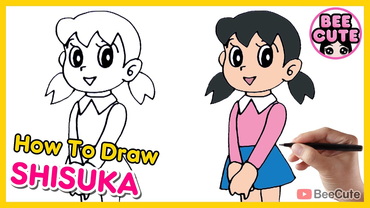 How to draw Shizuka from Doraemon cartoon | Drawing Shizuka easy step ...