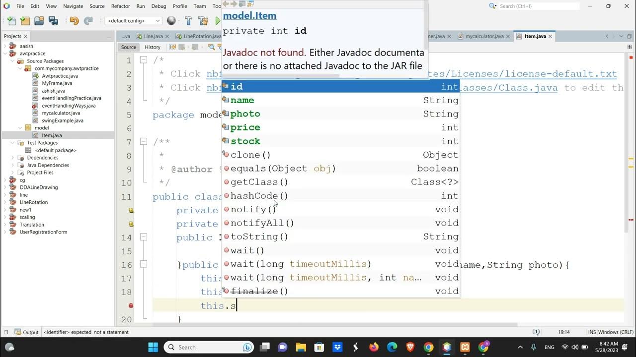Creating Model Class Youtube