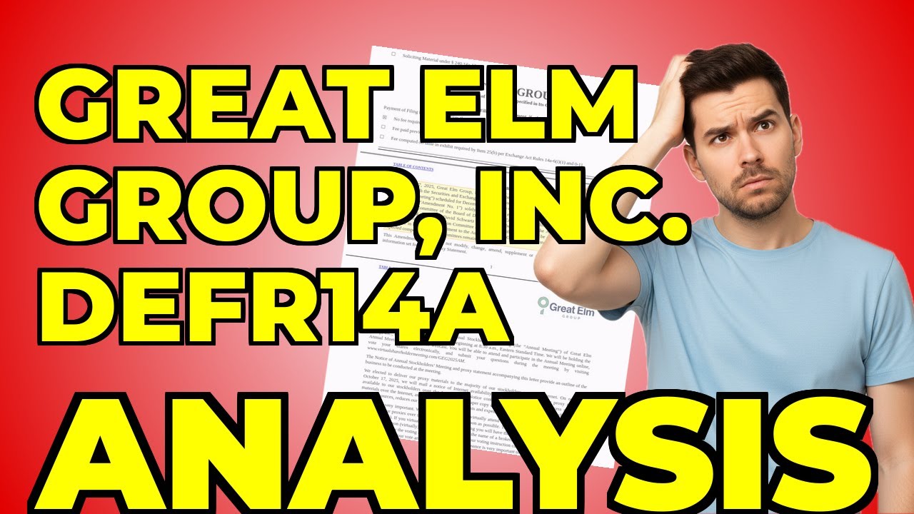 My Red Flag in Great Elm Group's Latest Filing - YouTube