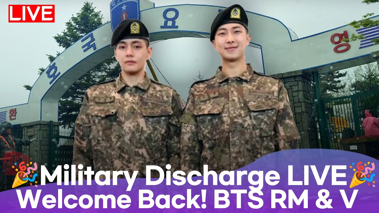 [LIVE] 🎉 Welcome Back! RM & V Return to ARMY! | BTS Military Discharge ...