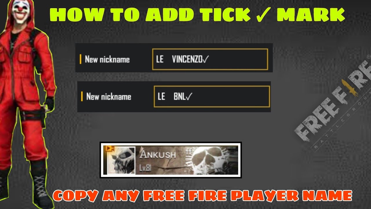 How To Put Tick Mark In Free Fire Name How To Copy Any Free Fire How To Put Tick Mark In Free Fire Name How To Copy Any Free Fire