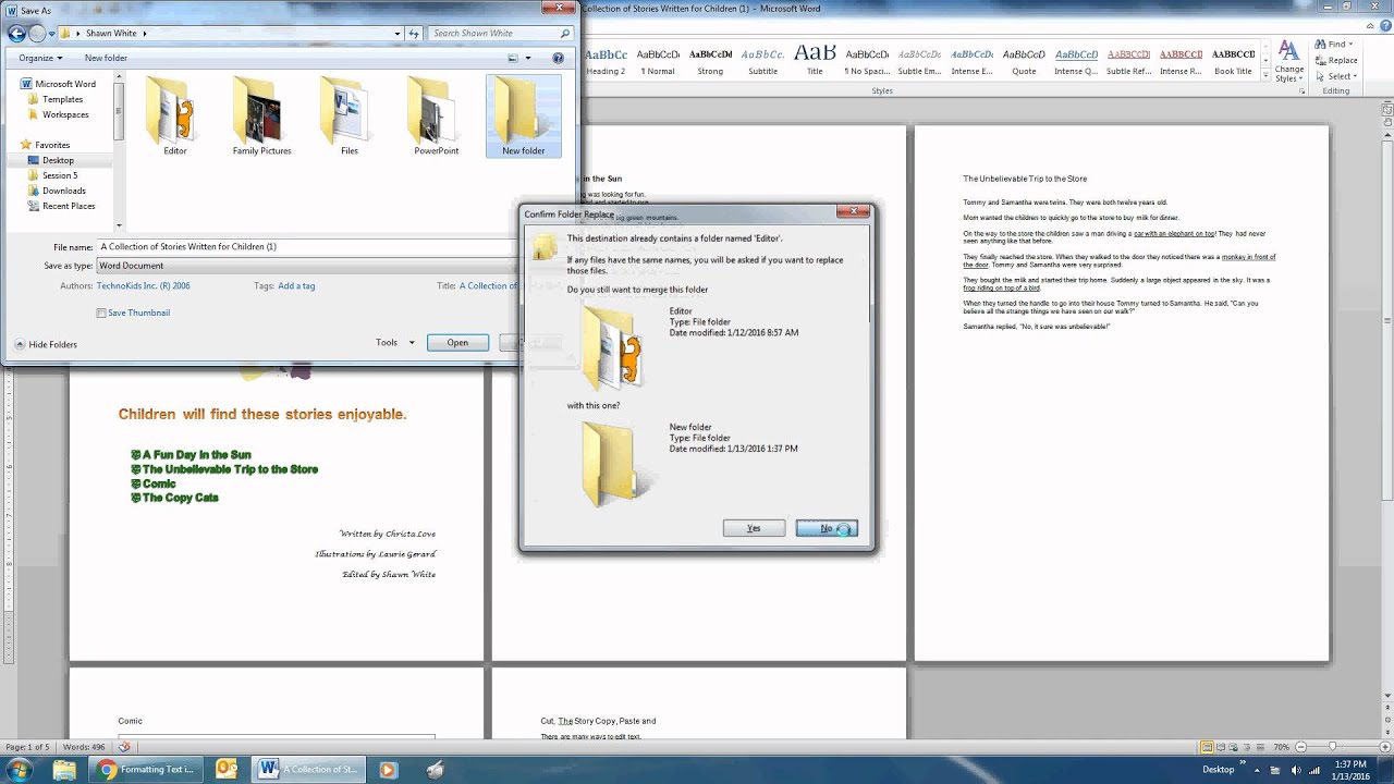 Create a Folder and Save Edited Storybook Instructions - YouTube