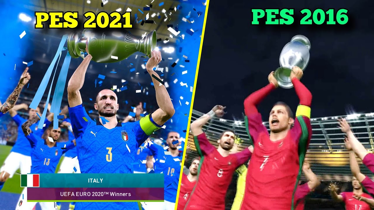 🔥 PES 2021 vs PES 2016 - UEFA EURO CUP FINAL COMPARISON | Fujimarupes ...