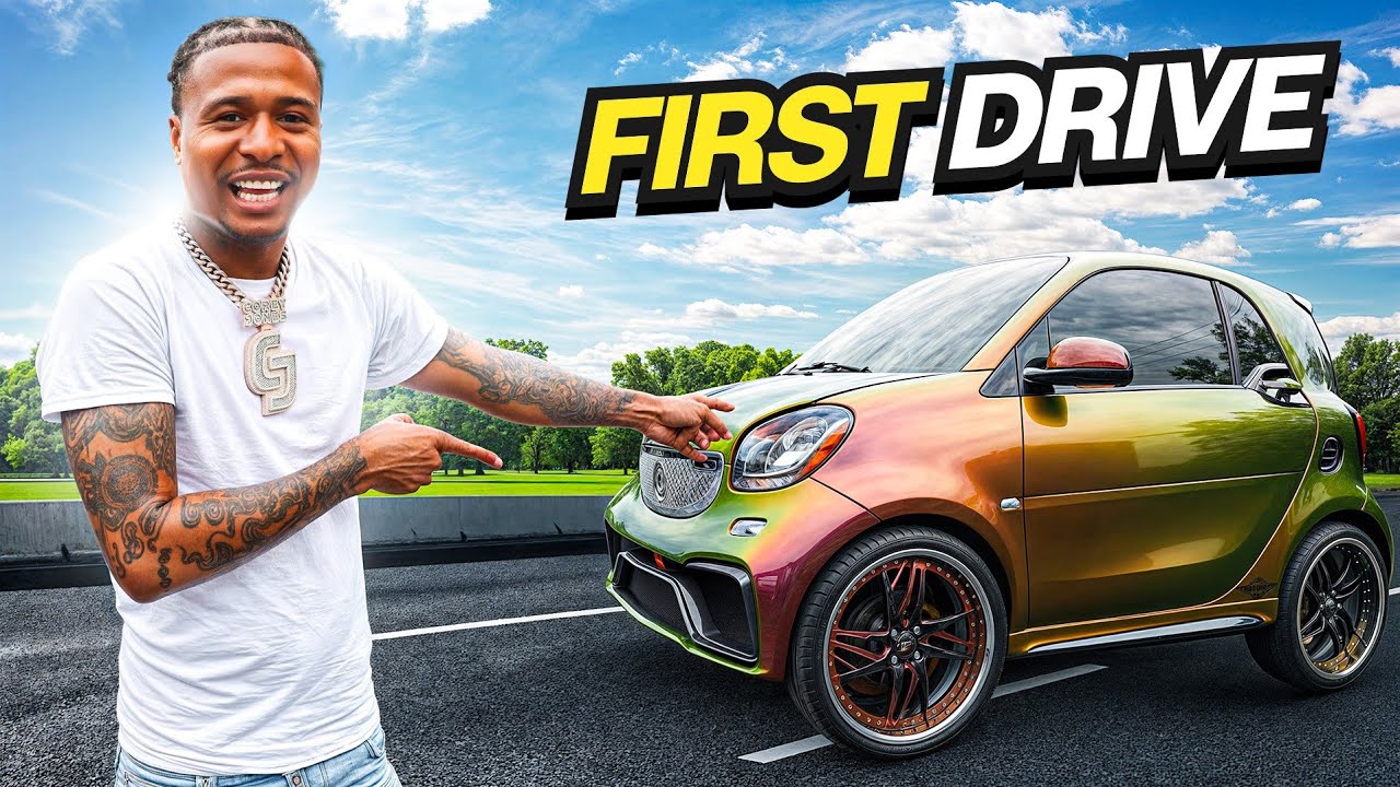 FIRST DRIVE IN MY CUSTOM OUTRAGEOUS PAINTED 1OF1 SMART CAR - YouTube