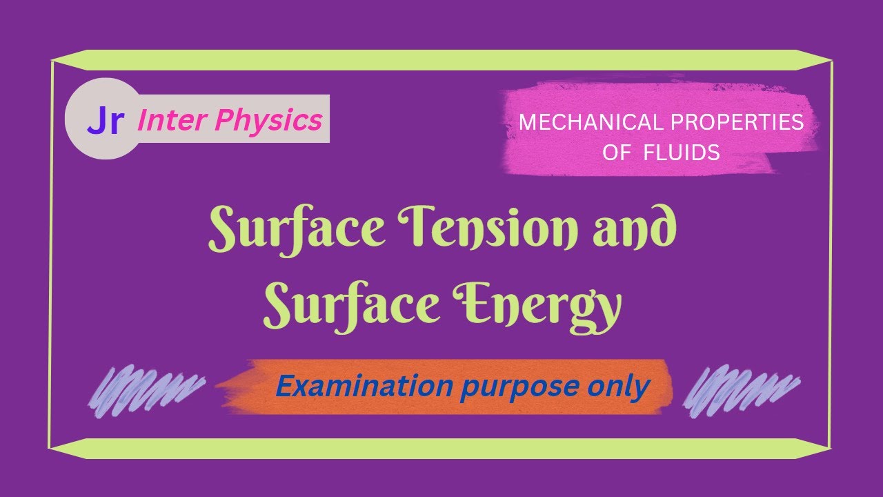Surface tension and surface Energy | - YouTube