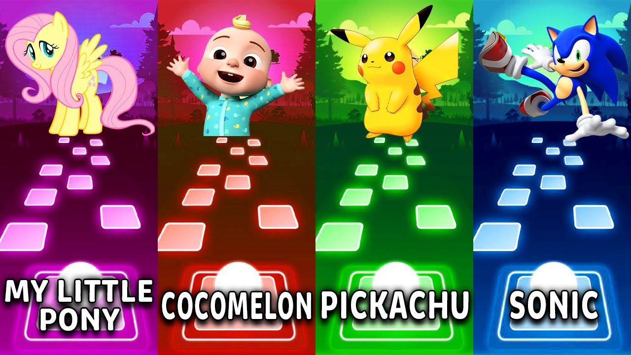 My Little Pony - Cocomelon - Pikachu - Sonic - Tiles Hop EMD Rush - YouTube