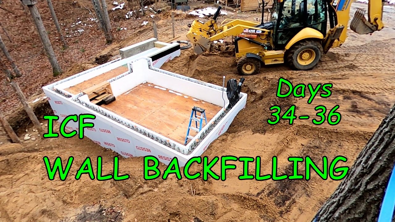 ICF Root Cellar - Backfilling ICF Walls - Days 34 to 36 _ - YouTube
