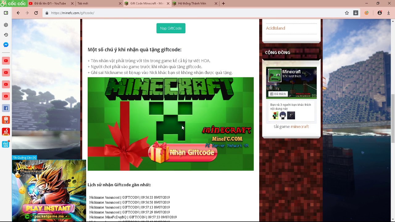 CÁCH ĐĂNG KÍ MINECRAFT SEVER AEMINE.VN VÀ MINEFC.COM - YouTube