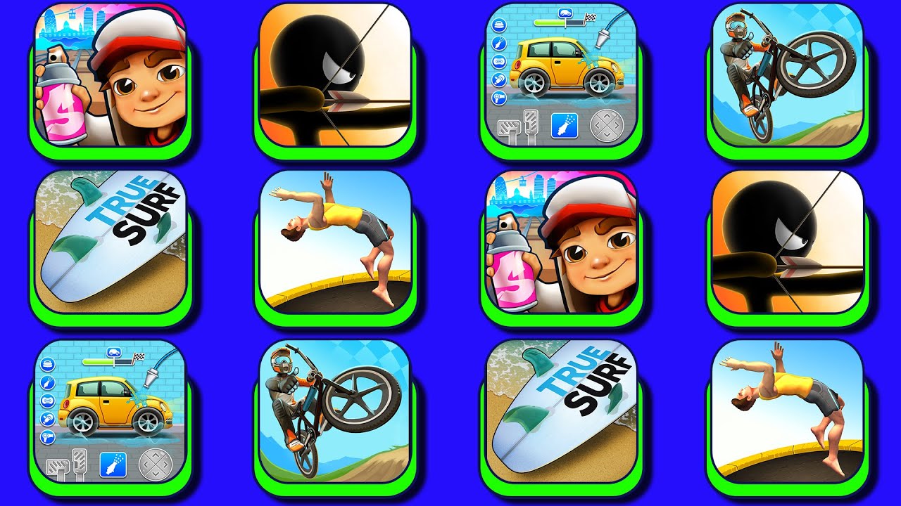 Subway Surf, Stickman Archerman, Car Wash, Mad Skills BMX2, True Surf ...