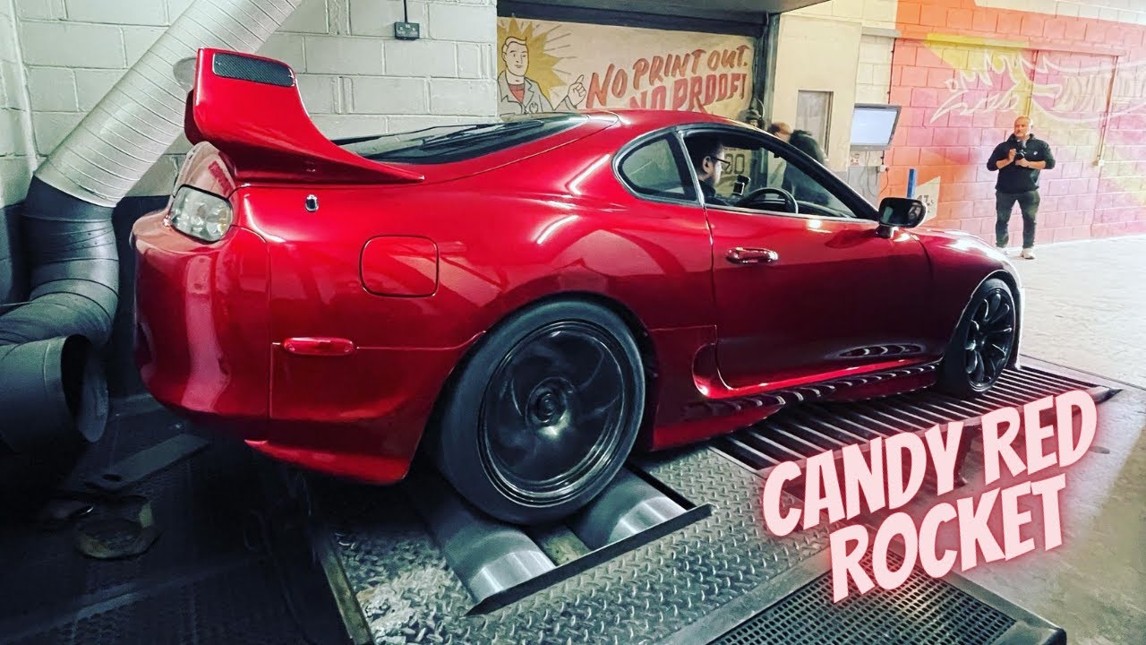 Candy Red Toyota Supra on Rolling Road - YouTube