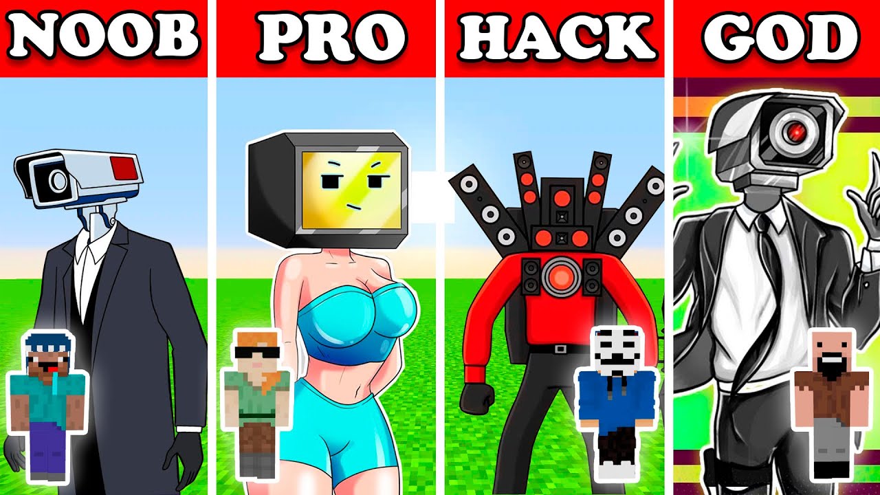 Camera Man and Titan Camera Man Pixel Art Noob, Pro, HACKER! Skibidi ...
