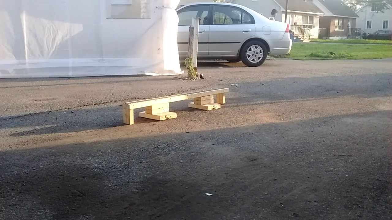 Board slide on homemade rail - YouTube