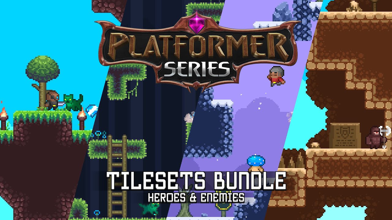Platformer Tilesets Bundle with Enemies and Heroes - YouTube