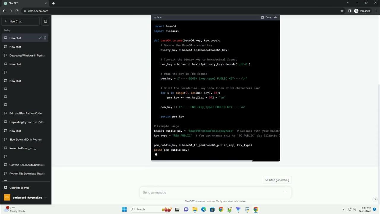 How To Convert Base64 Radix64 Public Key To A Pem Format In Python Youtube