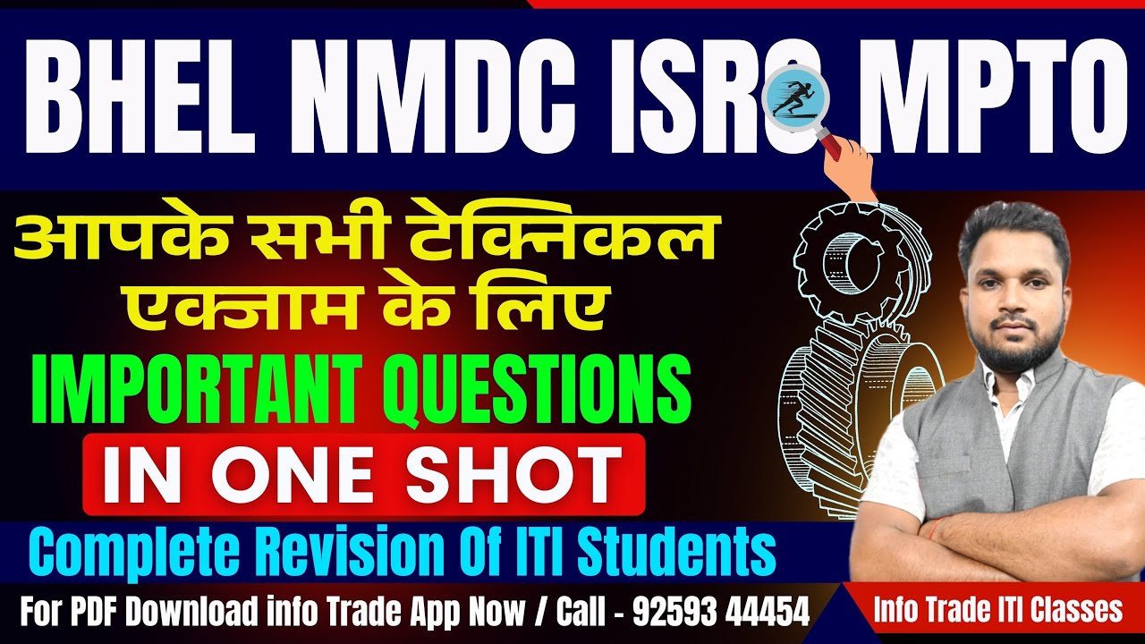 All Technical Exam Important Questions | BHEL NMDC MPTO ISRO DRDO Fitter Machinist Turner Live ...
