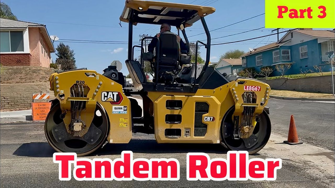 CAT® Tandem Roller (ROAD ROLLER) in Action (Part 3/11) ~ Compacting ...