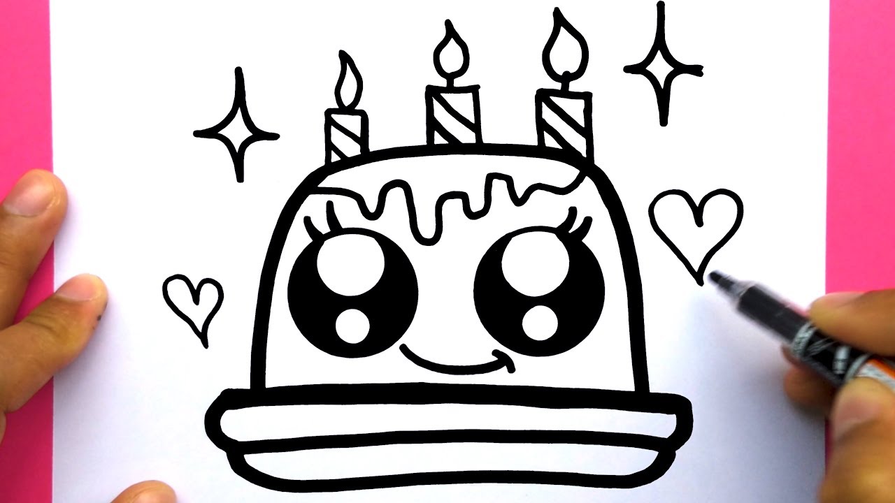 HOW TO DRAW A CUTE BIRTHDAY CAKE, DRAW CUTE THINGS - YouTube