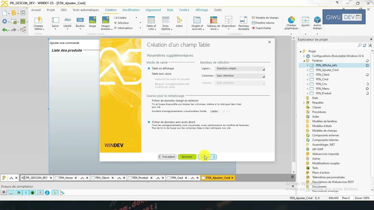 Windev : #7 - Interface Gestion des commandes (Gestion des commandes ...