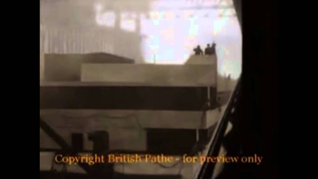 The Launch of SS Britannic February 26, 1914 in color - YouTube