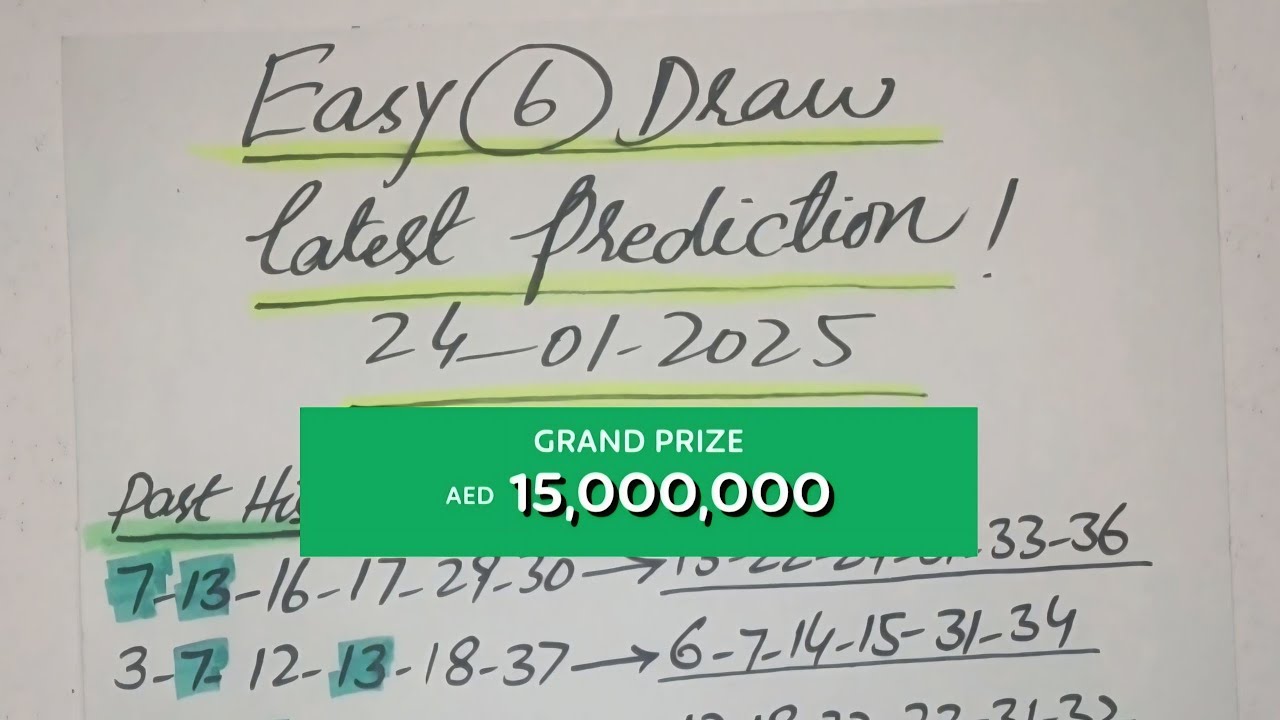 Easy 6 Draw Latest Prediction - 24 January 2025 ! - YouTube
