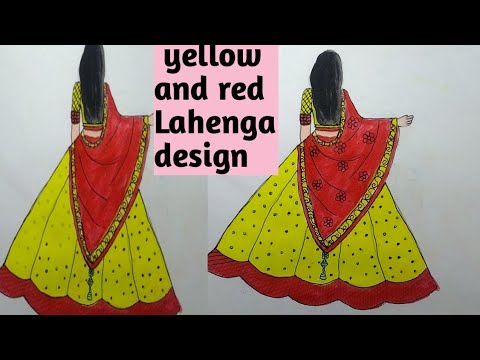 How to draw Beautiful Lahenga//lehenga Painting||#youtube - YouTube
