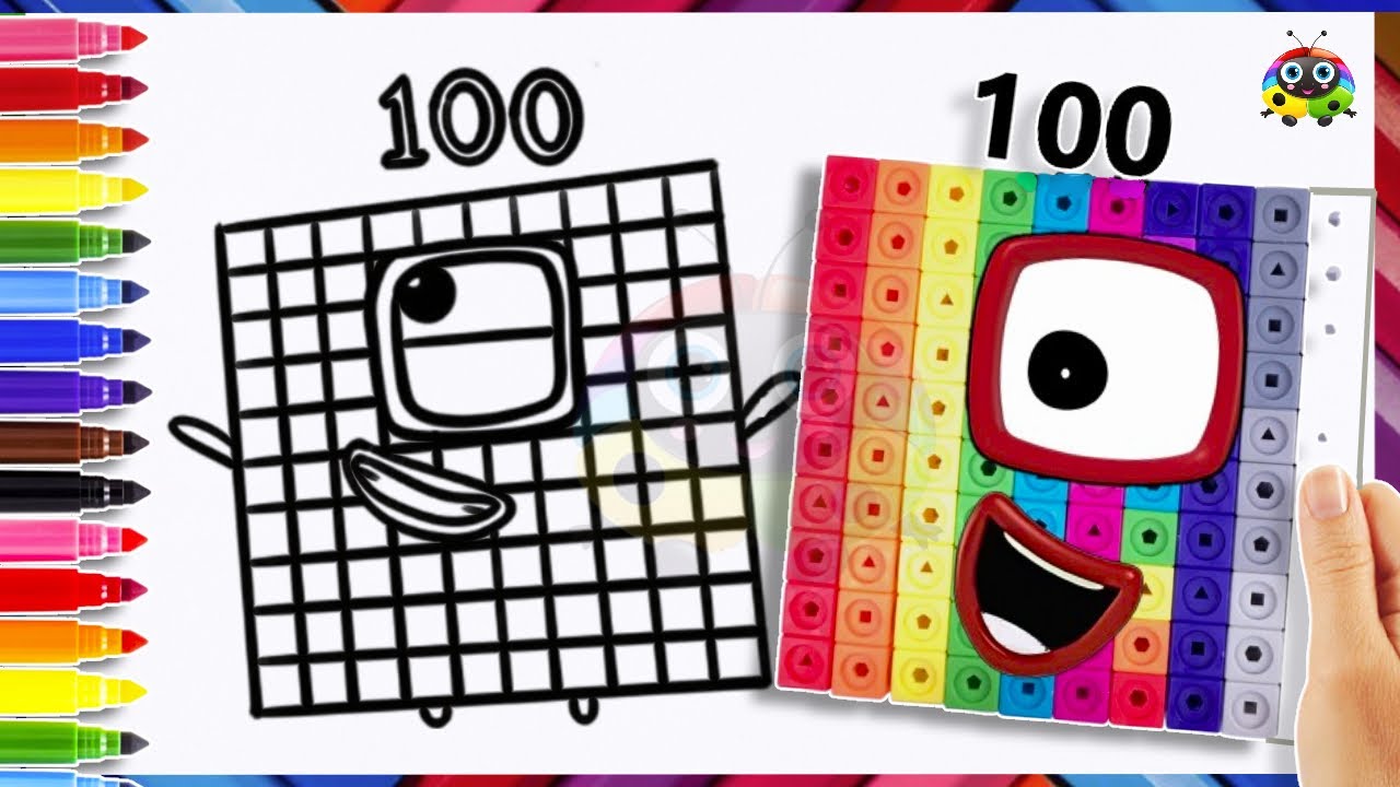NUMBERBLOCKS 100 & 200 Drawing & Coloring For Kids | Easy Drawings For ...
